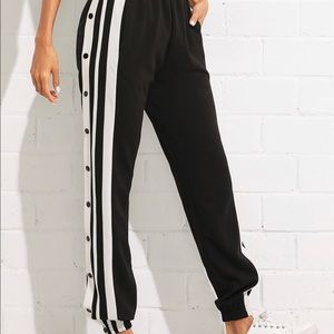 SHEIN | Other | Snap Button Striped Side Pants | Poshmark